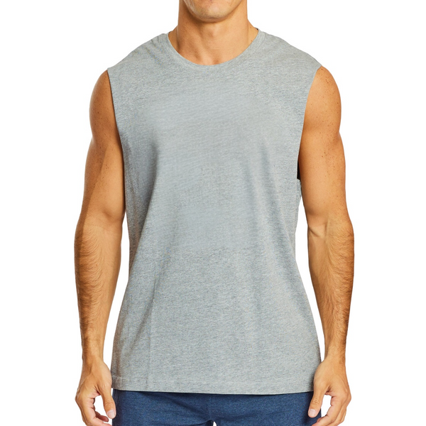 Men’s Heather Muscle Tank | Ultra Soft Raw Edge Sleeveless Top – LAGACI